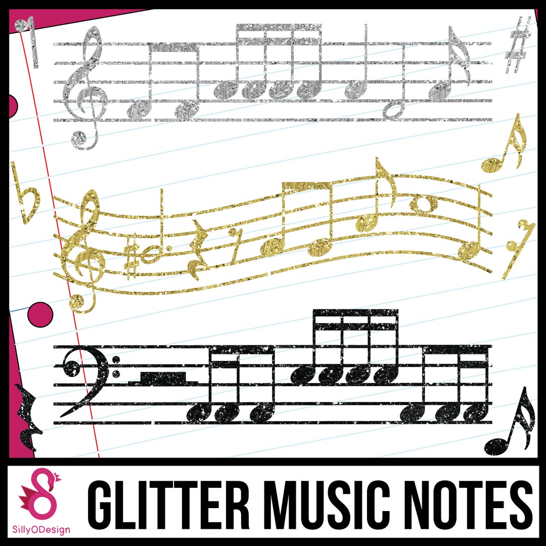 Glitter and Gold Music Notes Clipart for Instant Download - Etsy UK