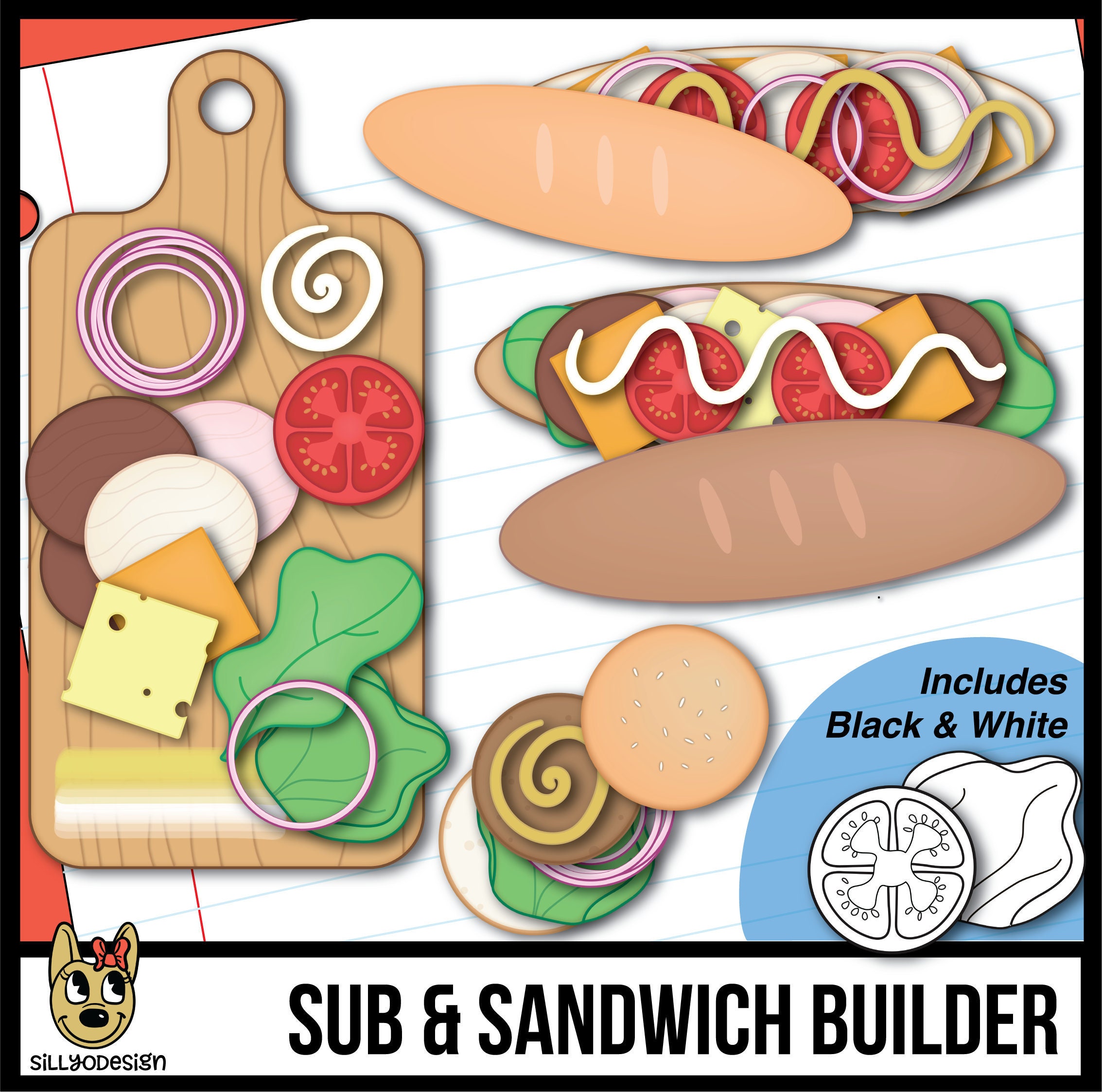 Sub Clip Art: Build Your Own Submarine Sandwich Clipart - Etsy Canada