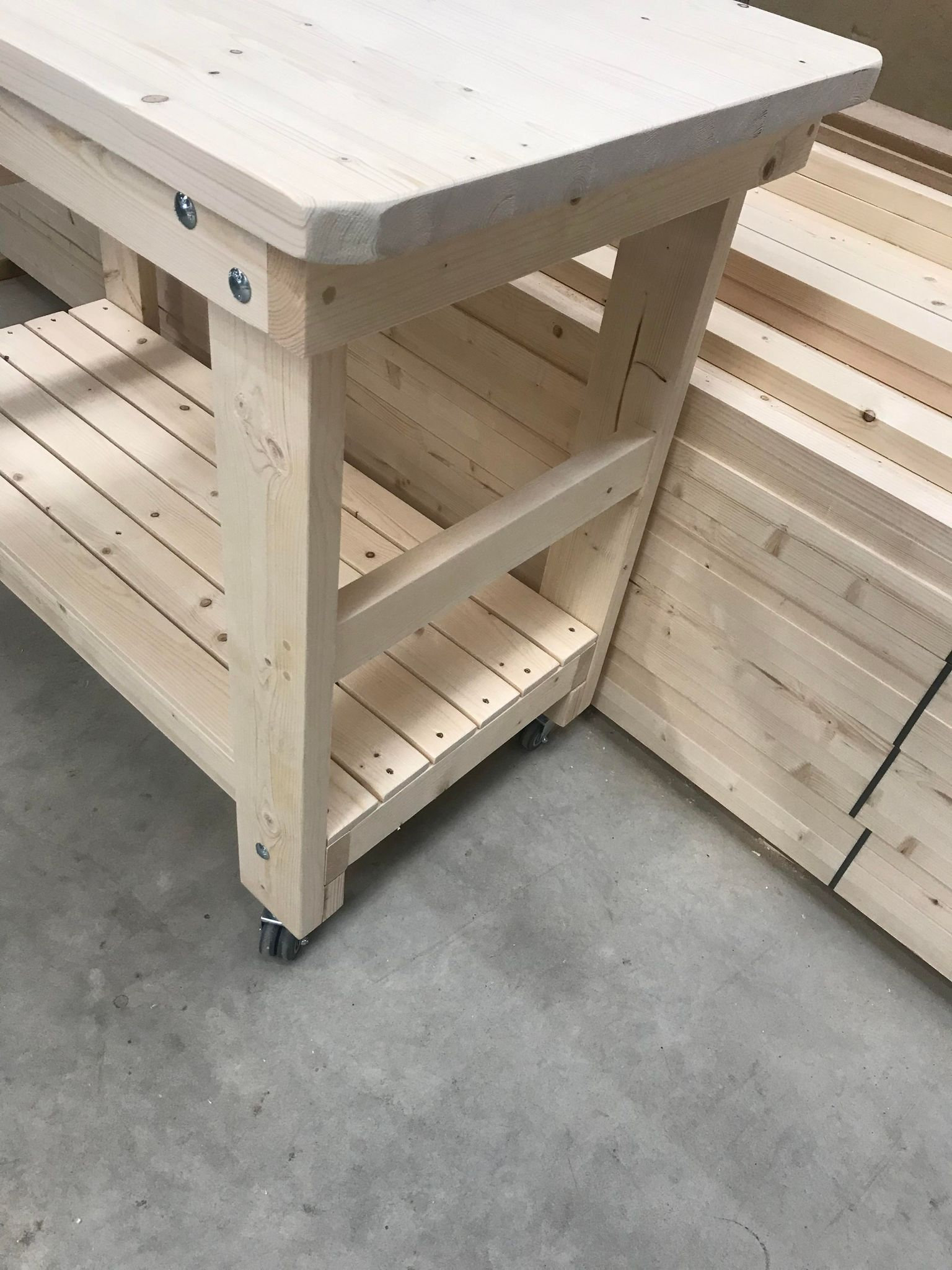 Wooden Work Bench With Wheels in Various Sizes - Etsy UK