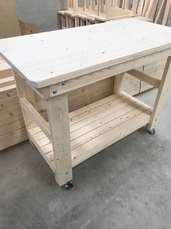 Wooden Work Bench With Wheels in Various Sizes - Etsy