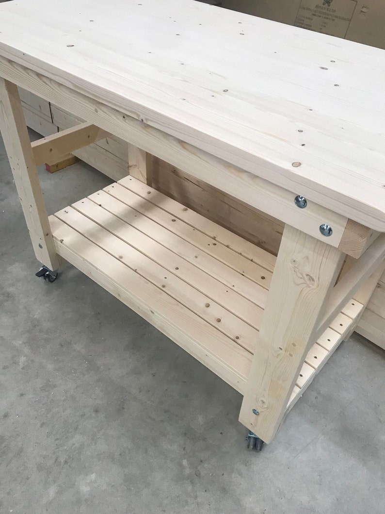 Wooden Work Bench With Wheels in Various Sizes - Etsy