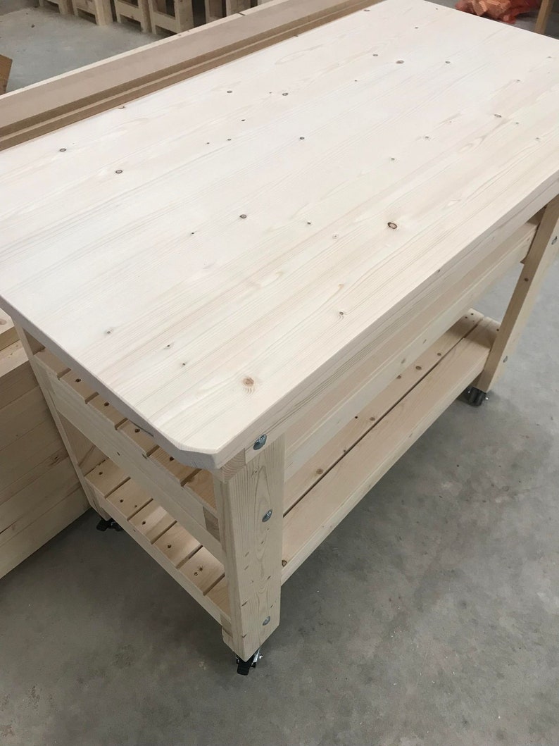 Wooden Work Bench With Wheels in Various Sizes - Etsy