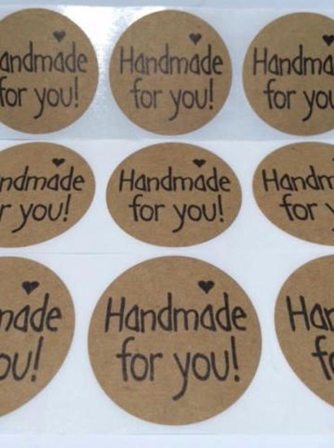 100 Handmade for You Sticker 2" Peel & Stick Stickers Natural Kraft - Etsy