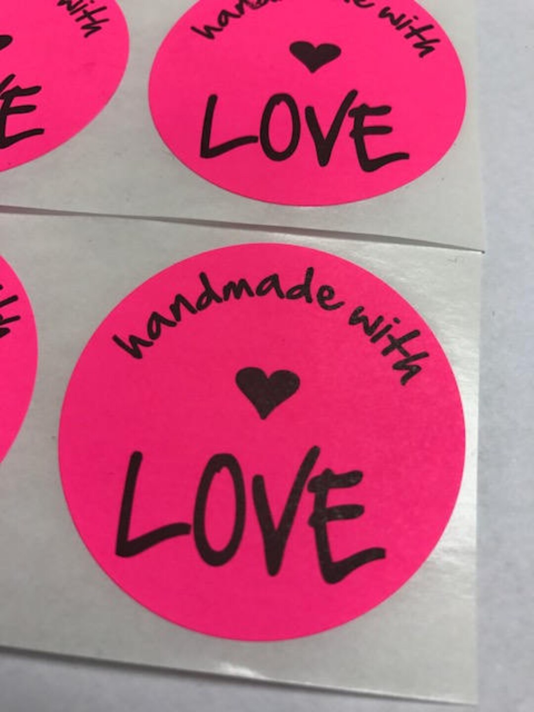 100 Neon Pink Stickers-handmade With Love- 2" Circle (peel and Stick ...
