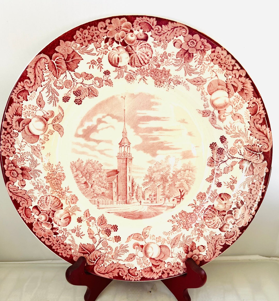Vintage Harvard Plate Wedgwood Old Meeting House Kidder View 1932 Red ...