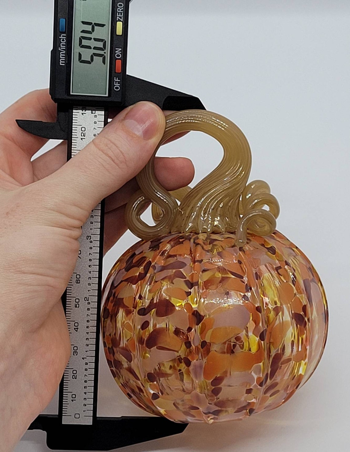Handmade Blown Glass Pumpkin Fall Spotty Pumpkin With Curly - Etsy