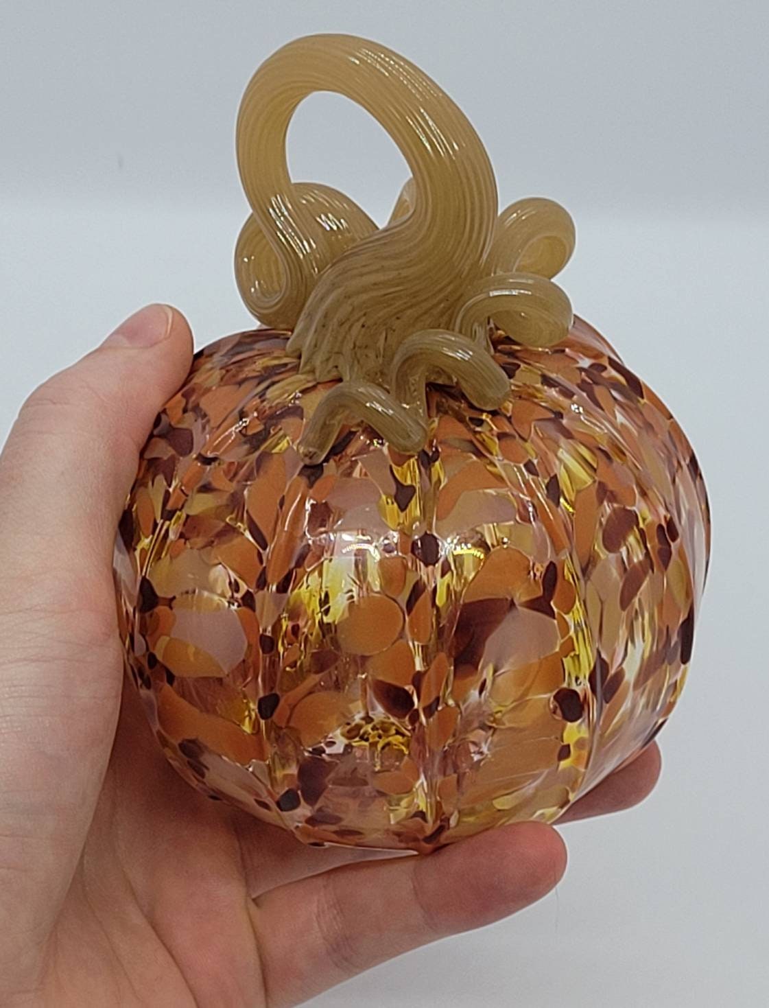 Handmade Blown Glass Pumpkin Fall Spotty Pumpkin With Curly - Etsy