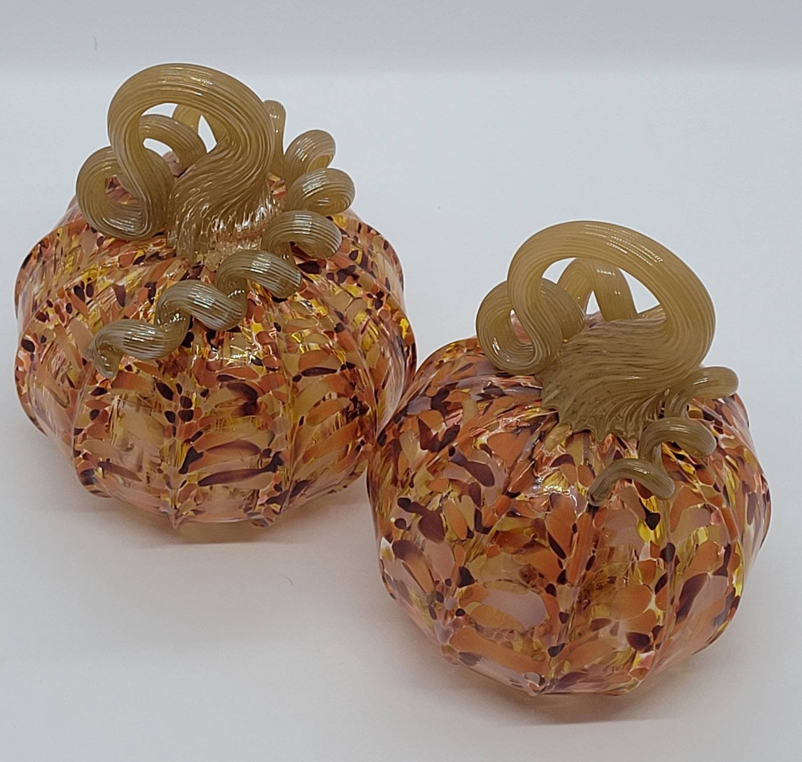 Handmade Blown Glass Pumpkin Fall Spotty Pumpkin With Curly - Etsy