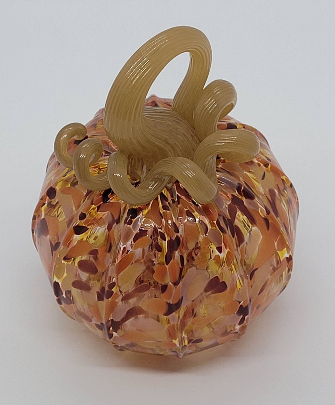 Handmade Blown Glass Pumpkin Fall Spotty Pumpkin With Curly - Etsy