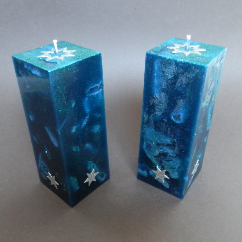Turquoise Square Candle - Etsy UK