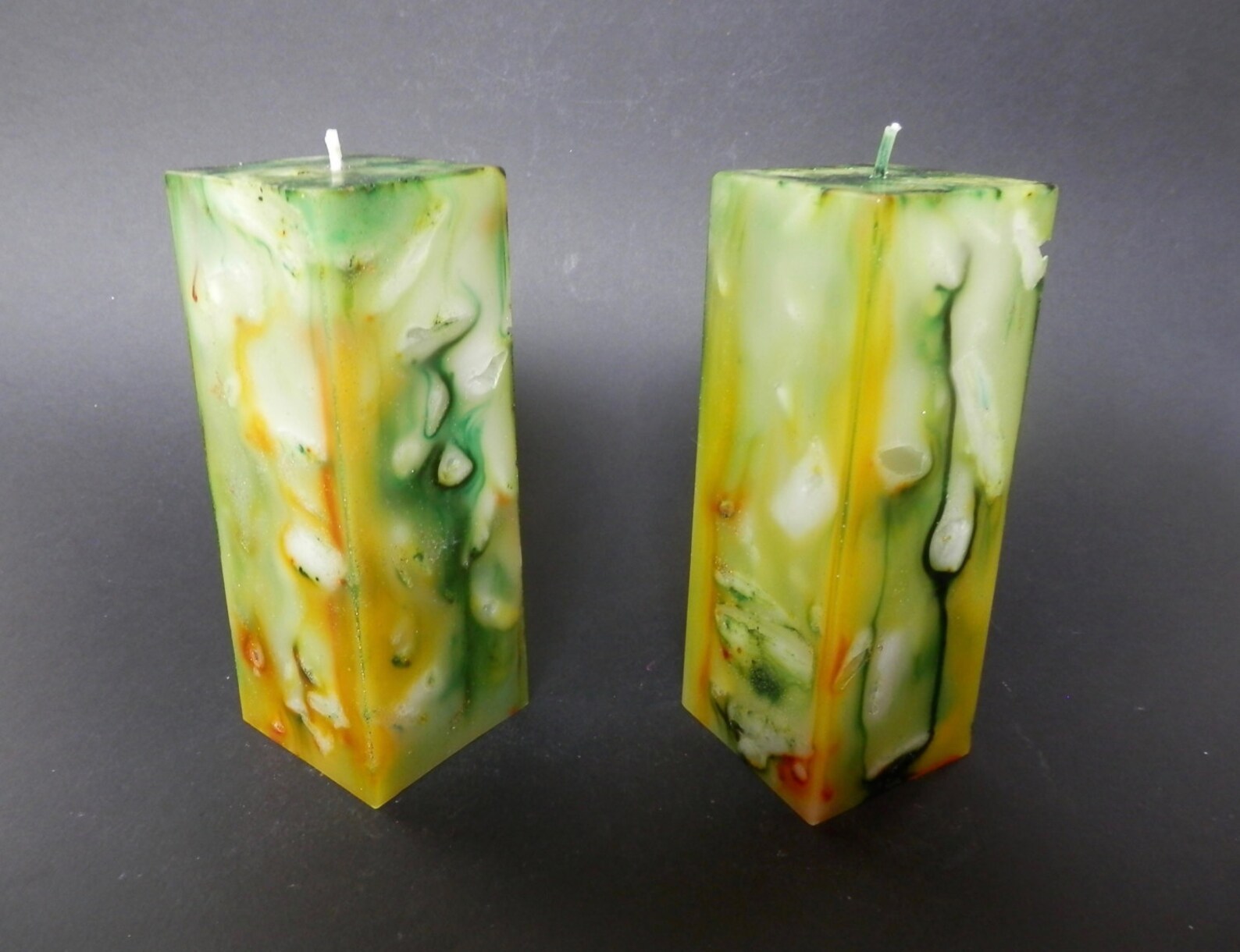 Decorative candle Handmade Candle Green Candle Square | Etsy