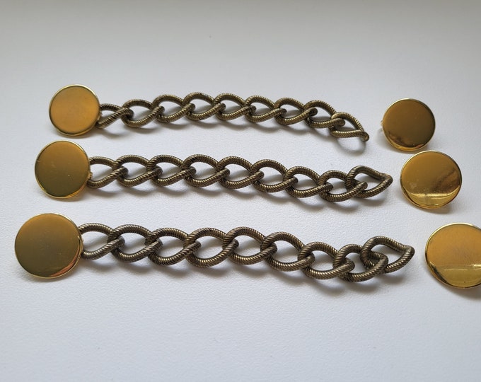 Vintage Sweater Buttons With Chain, Gold Cloak Buttons, Shawl Closure ...