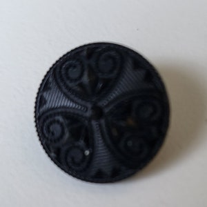 6 Vintage Fancy Black Buttons, Assorted Round Sizes and Designs, Shank ...