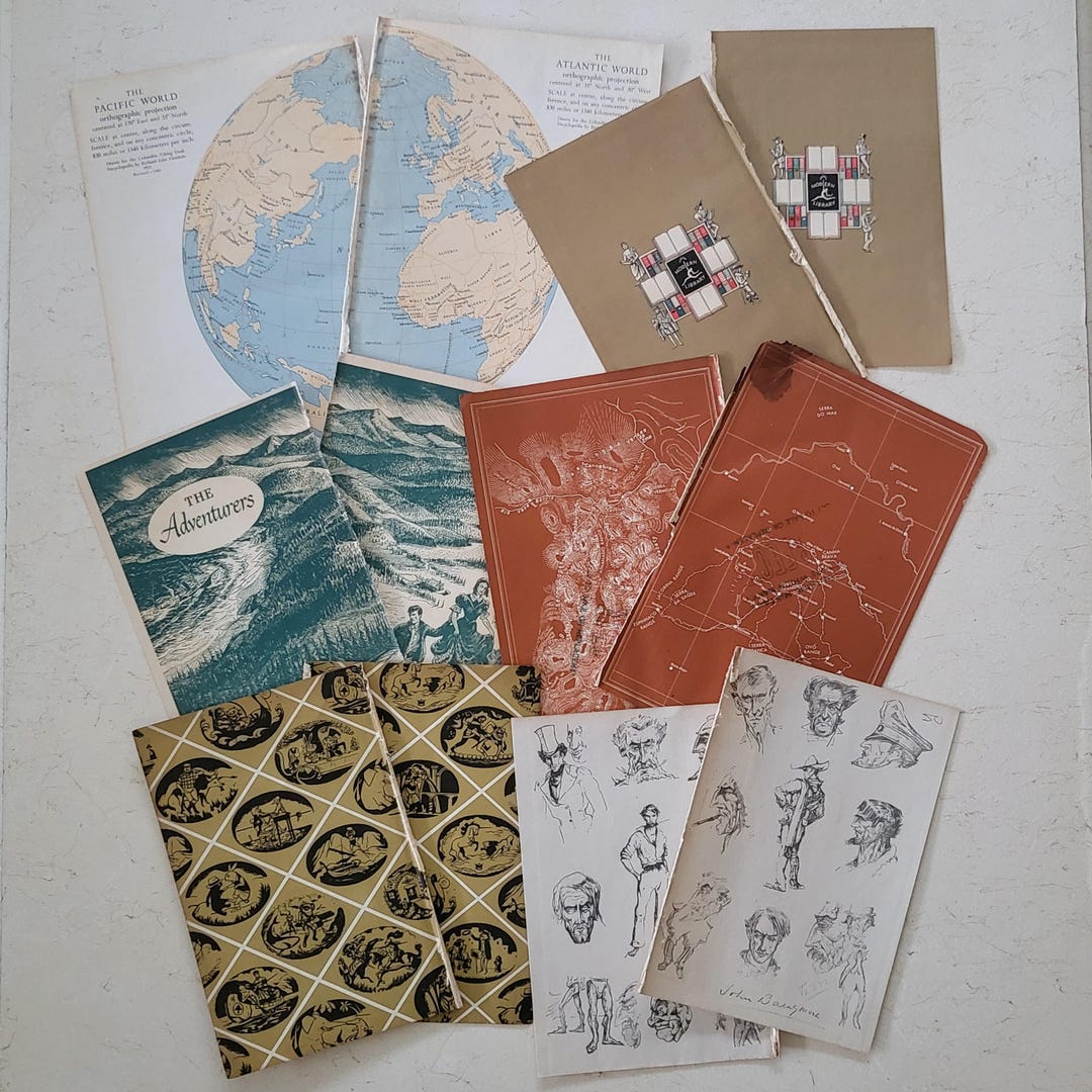 Vintage Book End Pages: Ephemera Sets of 2 Patterned Colorful Papers ...