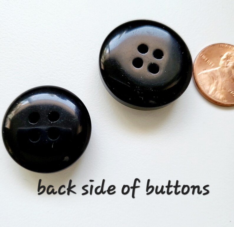 Vintage Black Chunky Buttons - Thick 4 Hole Plastic, Set of 2 (21mm ...