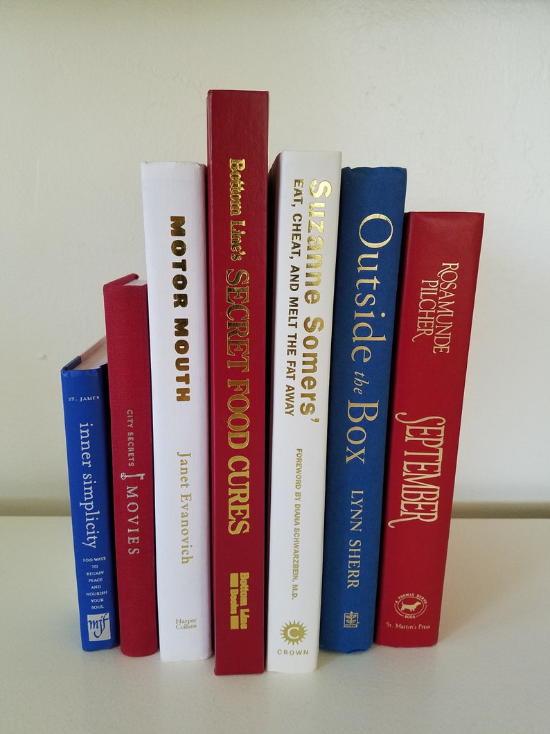 Red White & Blue Books Curated Decorative Bundle Stack for - Etsy