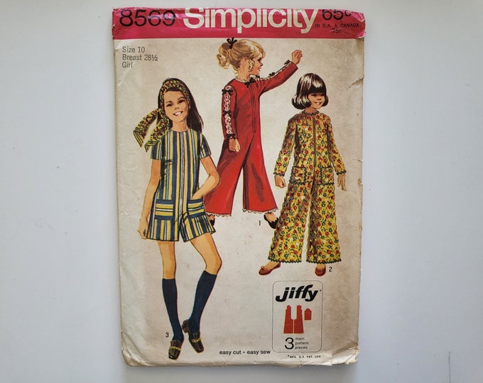 60's Simplicity Sewing Pattern 8569 Girl's Jumpsuit in Two Lengths Long ...