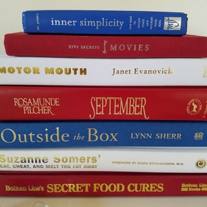 Red White & Blue Books Curated Decorative Bundle for Library, Home ...