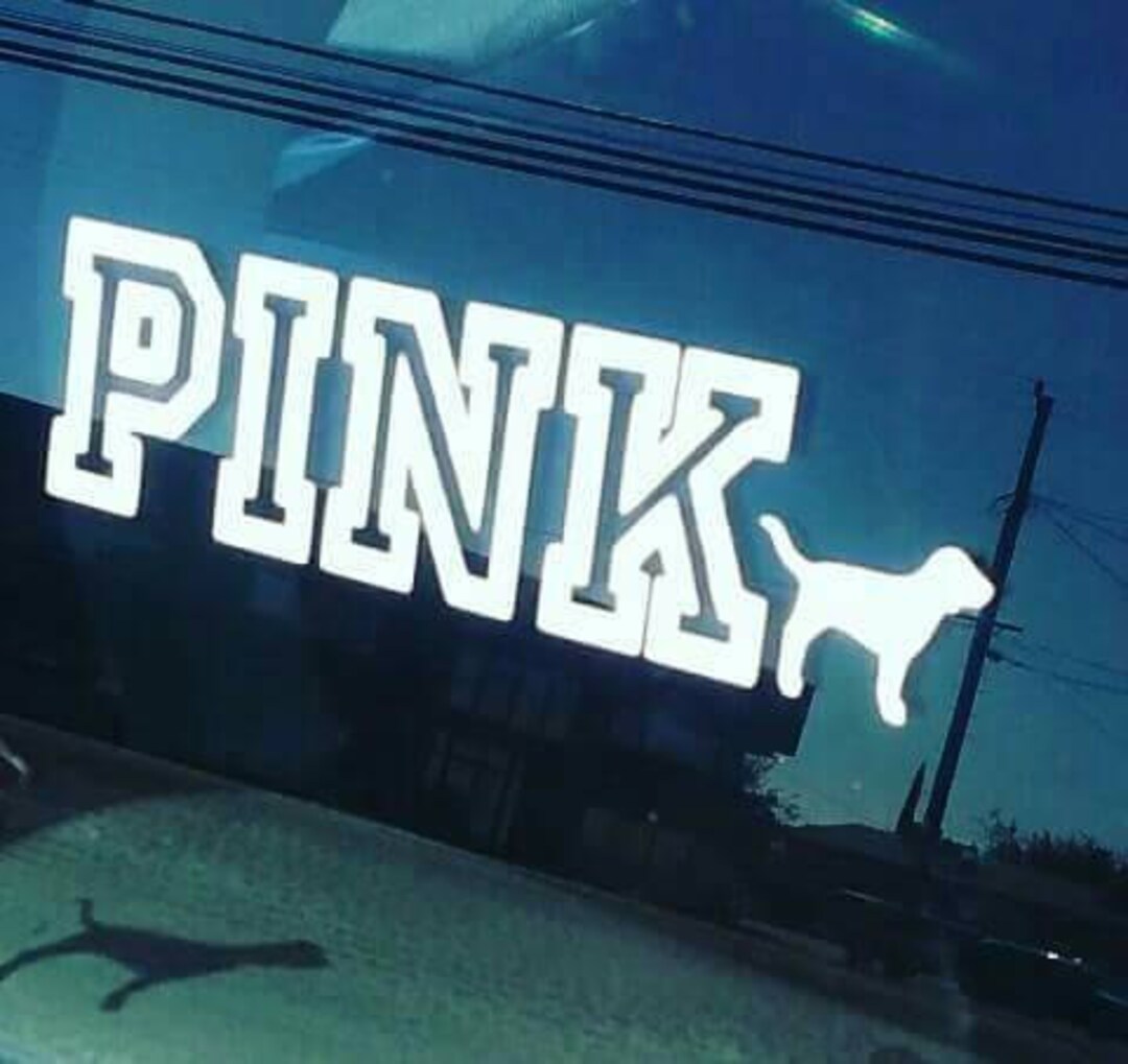 VS Pink Inspired Pink W/ Dog Vinyl Adhesive Decal Car Decal Window ...