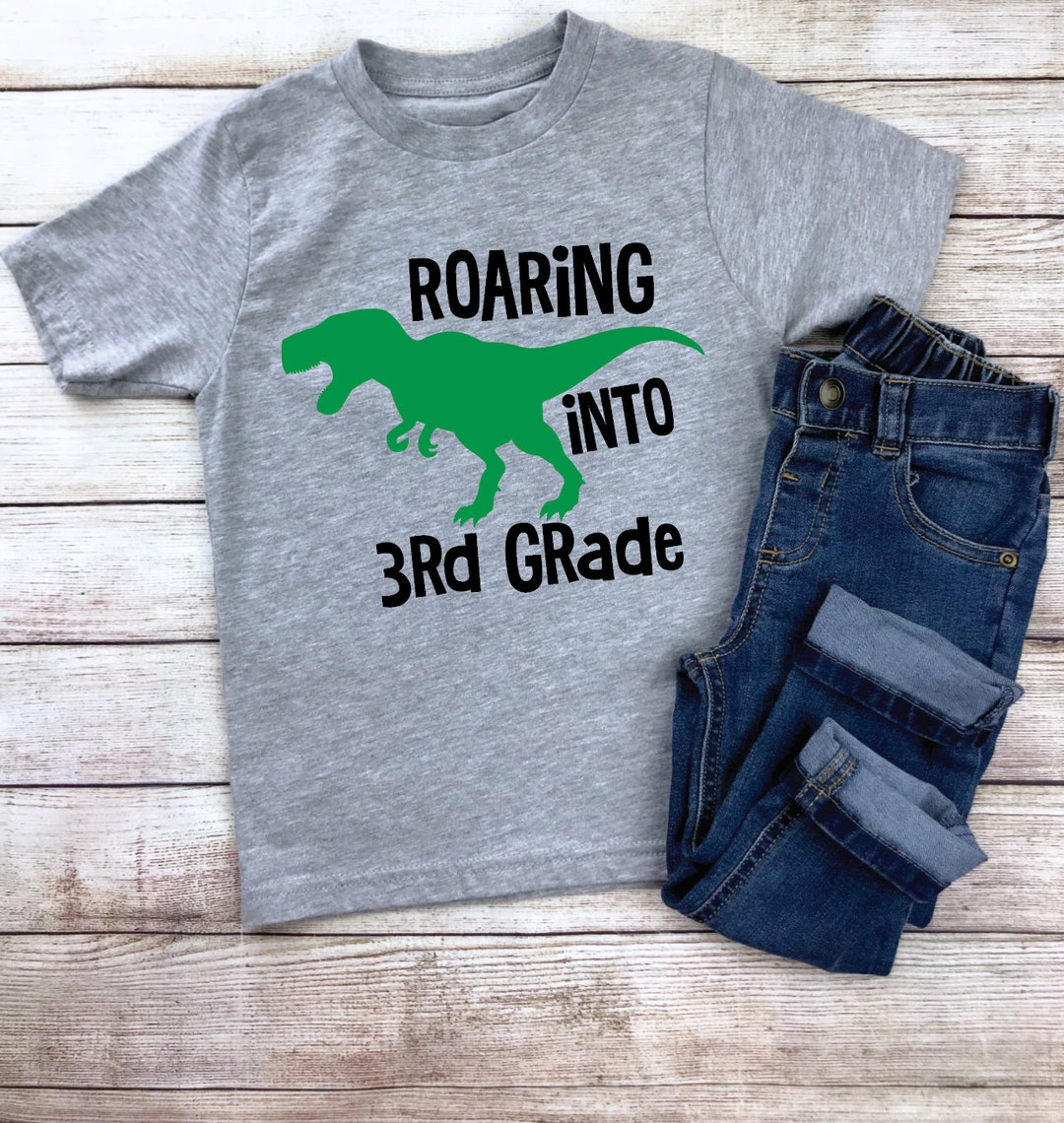 Roaring Dinosaur 3rd Grade Shirt, Boys School Tee - Etsy