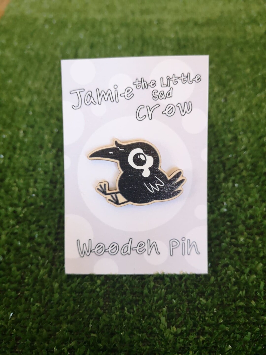 Jamie the Little Sad Crow Wooden Pin Birch Wood Gift Present Kawaii ...