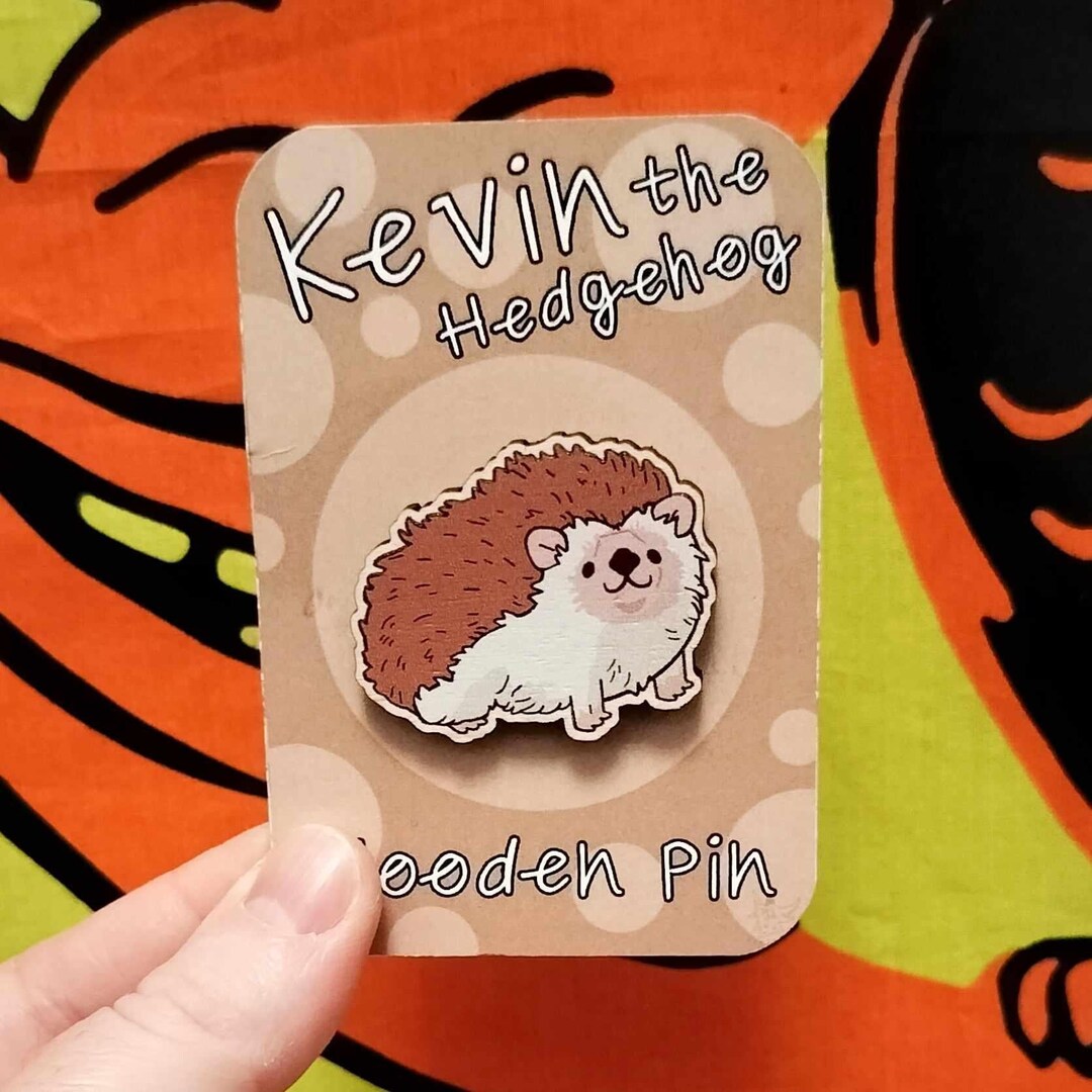 Kevin the Hedgehog Wooden Pin Kawaii Kitsch Nature British Animals Cute ...