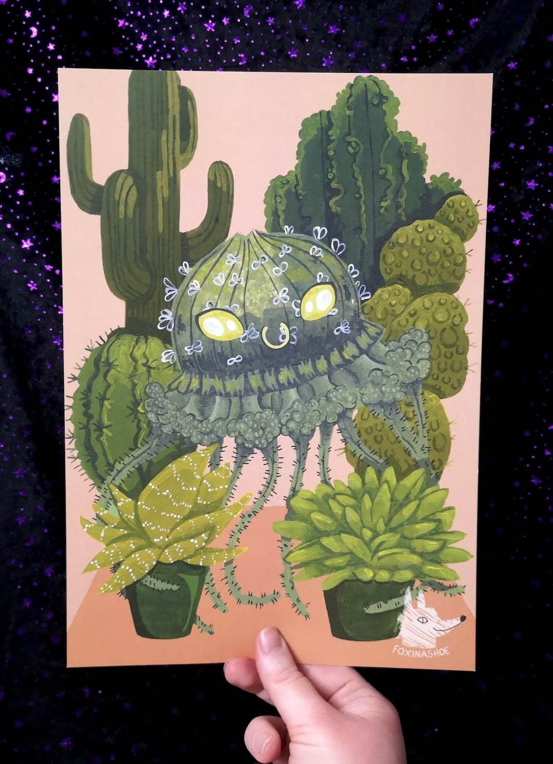 Rebecca the Cactus Jellyfish A4 Print Art Illustration Jellyfish ...