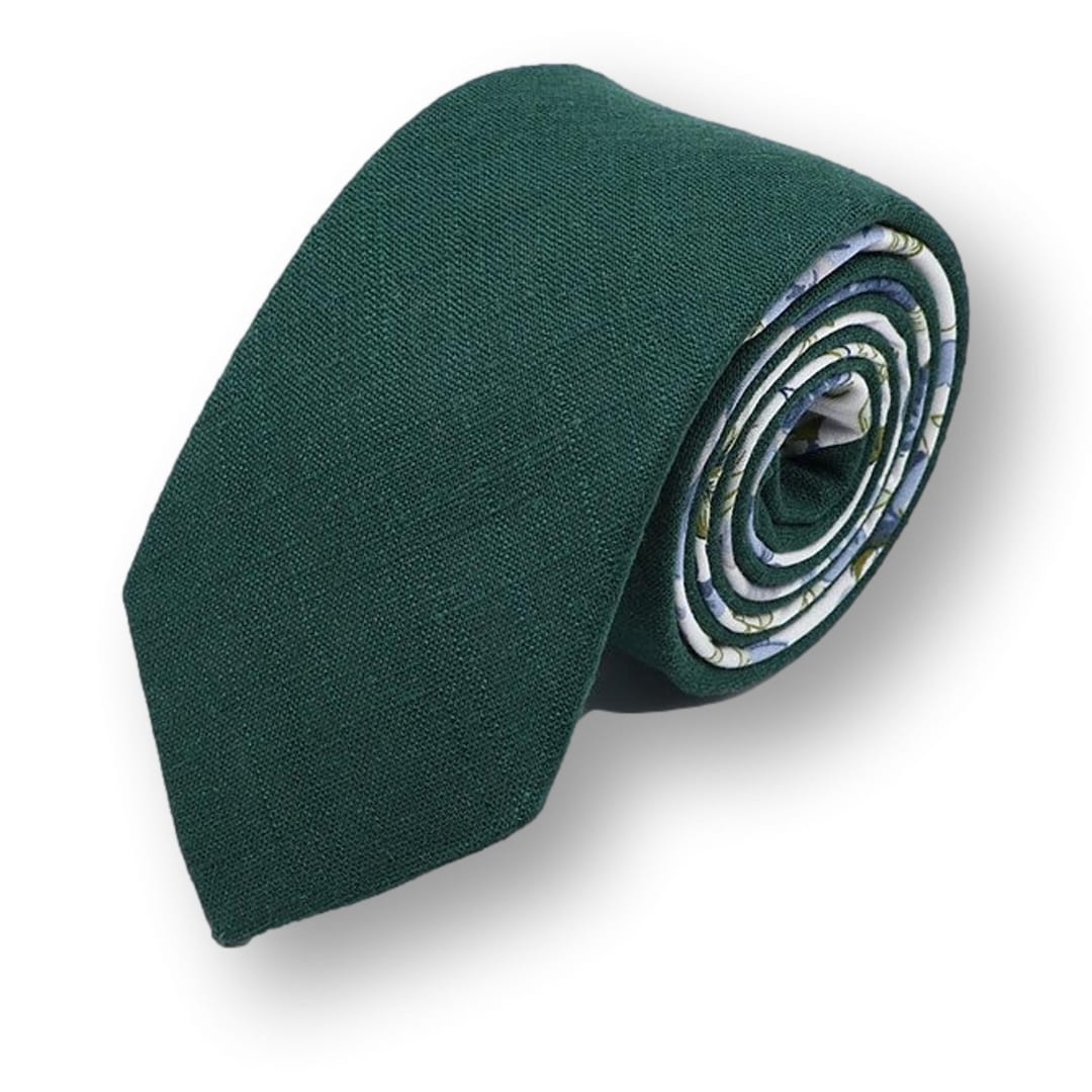 EMERALD Green Tie, Vintage Floral Necktie, Skinny Men's Tie - Etsy