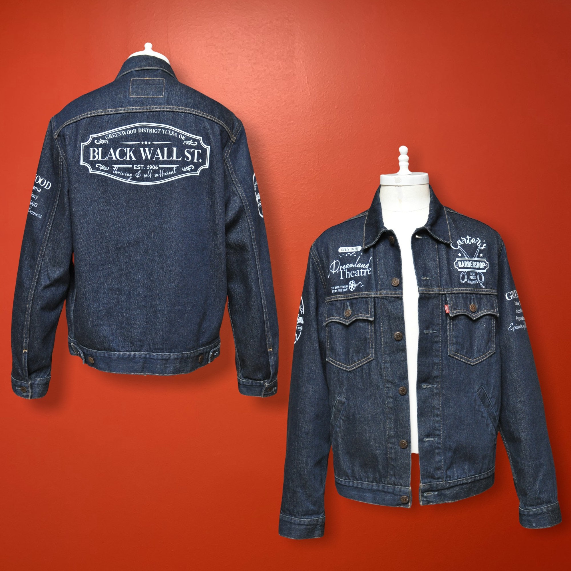 Black Wall Street Tulsa Oklahoma Jean Jacket Black History Tribute ...