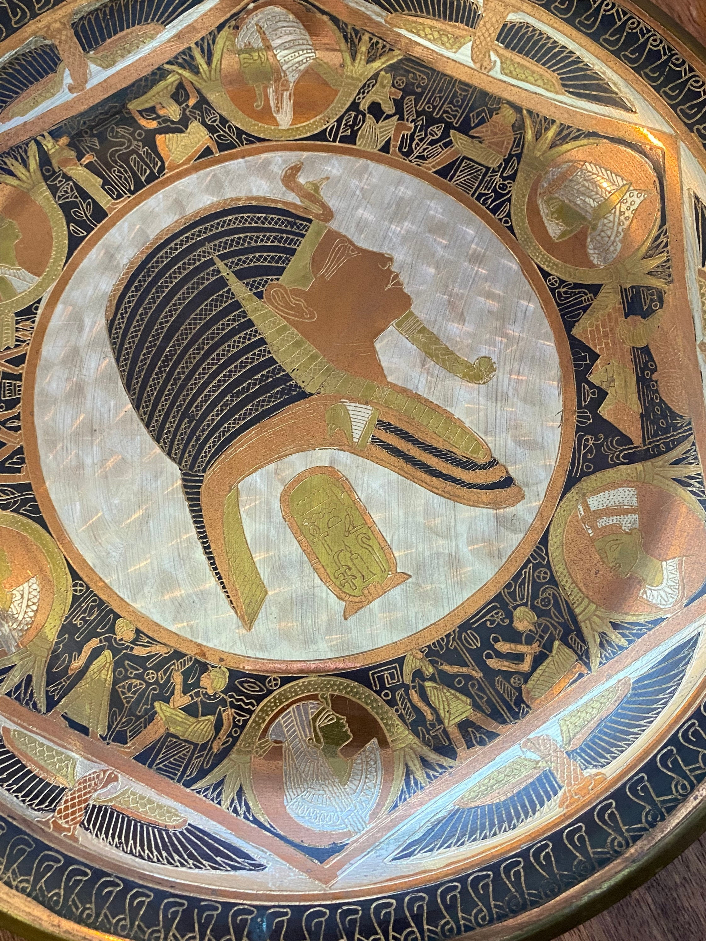 Vintage Egyptian King Tun Brass and Copper Decorative Plate Wall ...