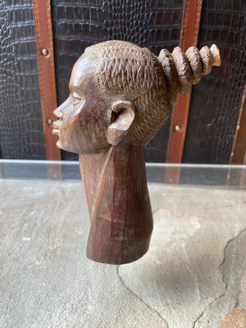 African Wood Carving Woman With Braids - Etsy