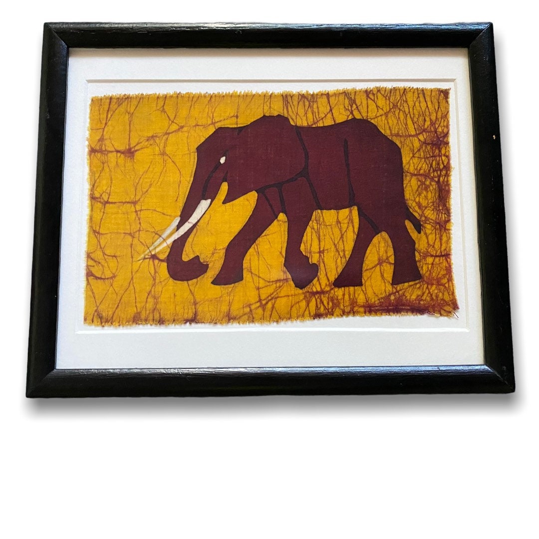 Vintage Framed Batik Elephant Wall Art Bohemian Home Decor - Etsy UK