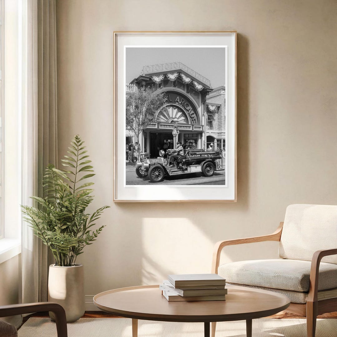 Disneyland Crystal Arcade Print: Vintage Fire Engine, Main Street USA ...