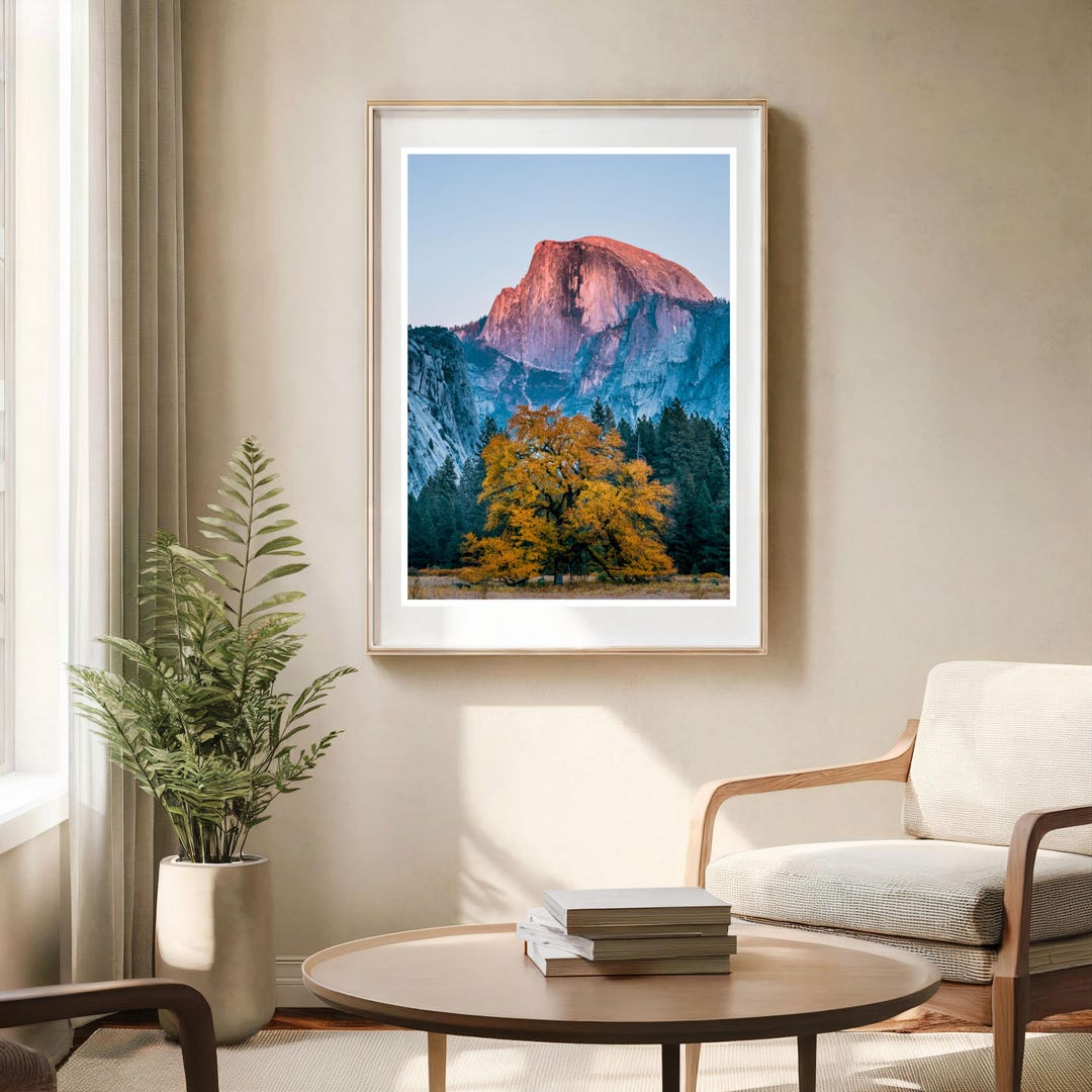 Yosemite Half Dome Print – Golden Autumn, California Landscape Wall Art ...