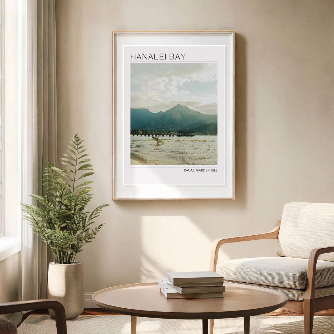 Hanalei Bay Travel Poster – Vintage-inspired Kauai Wall Art, Hawaiian ...