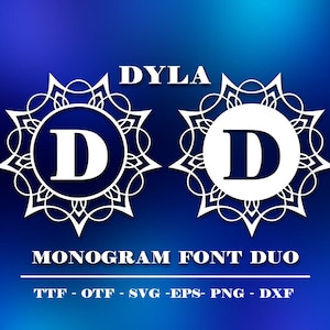 Dyla Monogram Font Duo and Vector Clipart Set, Monogram Letters ...
