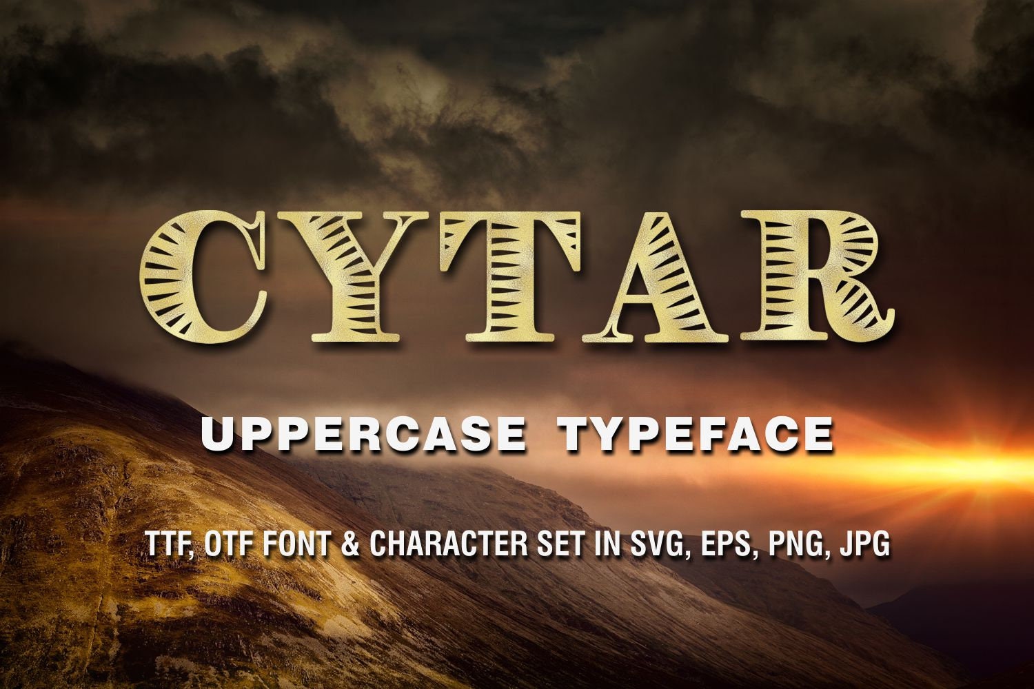 Cytar Font Ttf Otf Svg Png Jpg Eps Files Bonus Gold | Etsy