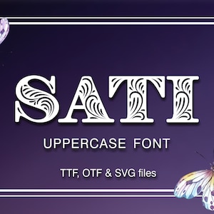 Sati Font, Uppercase Font, Hand Drawn Typeface, Instant Download ...