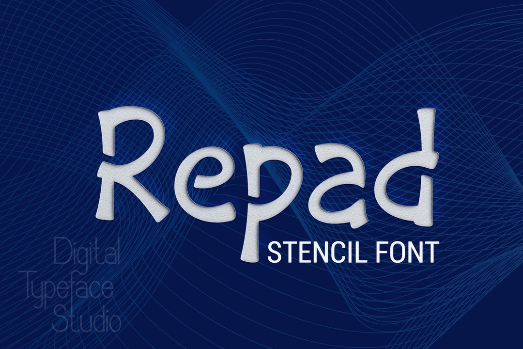 Repad Stencil Font, Stencil Font, Hand Crafted Stencil Font, Europian ...