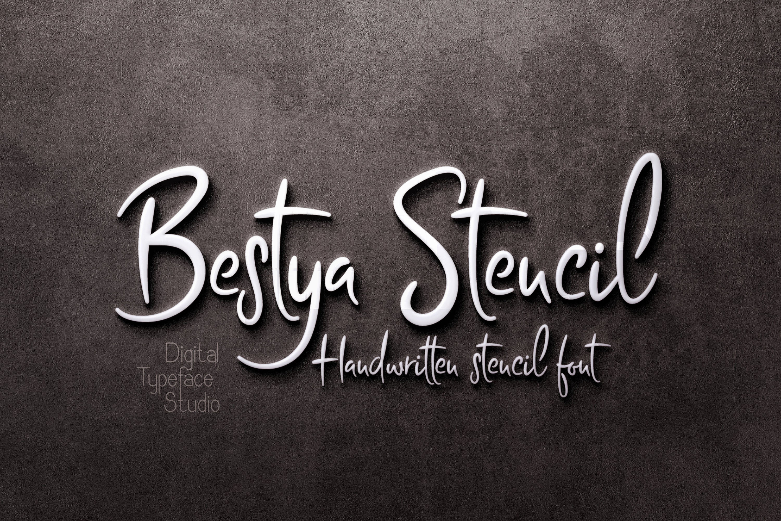 Bestya Stencil Font, Handwritten Stencil Font, Craft Font, Commercial ...