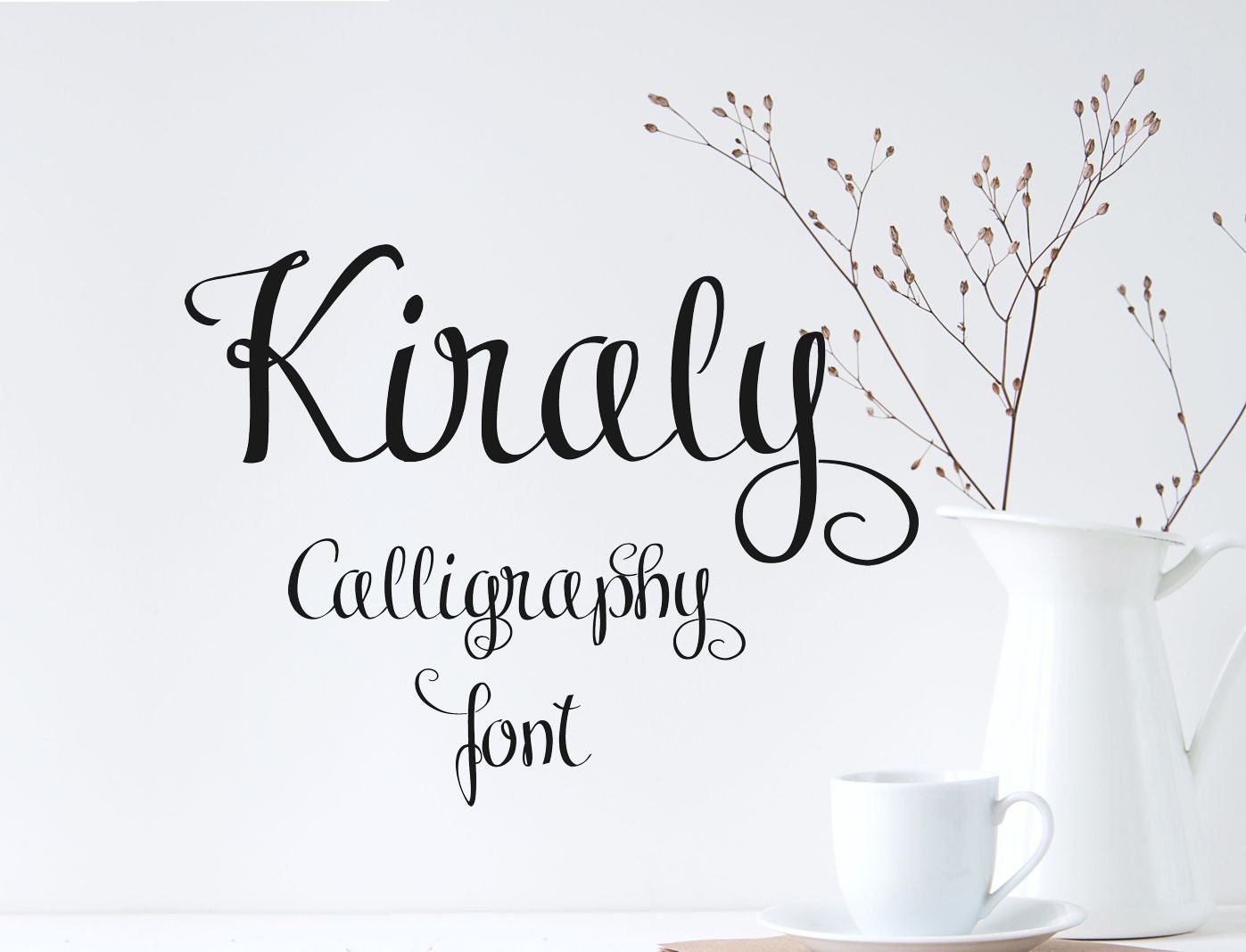 Digital Font, Kiraly Font Duo, Calligraphy Font, Hand Lettered Typeface, Commercial Use, TTF ...