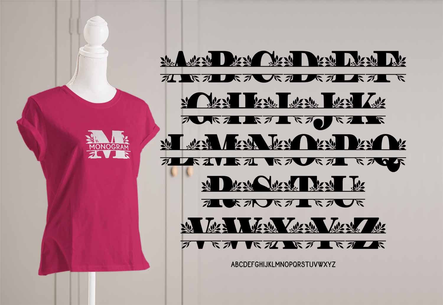 Split Monogram Font and Vector Clipart Set, Bogi Split Monogram Font ...