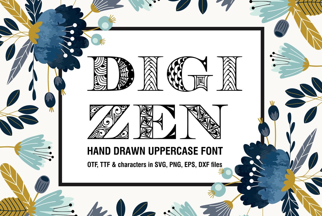 Digizen Font, Png, Svg, Eps, Dxf Files, Clipart Set, Ttf, Otf ...