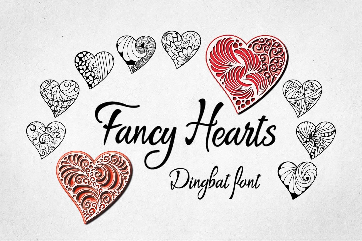 Fancy Hearts Dingbat Font Hand Drawn Hearts Hand Crafted - Etsy Ireland