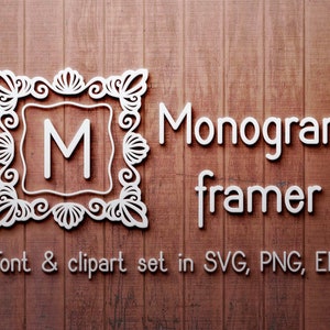 Monogram Frame Dingbat Font and Clipart Set for Logos, Labels ...