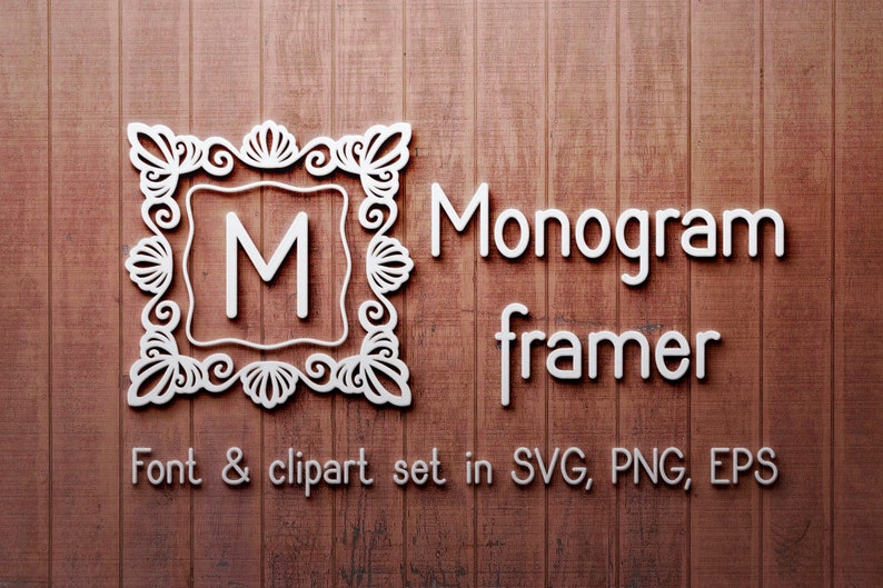 Monogram Frame Dingbat Font and Clipart Set for Logos, Labels ...