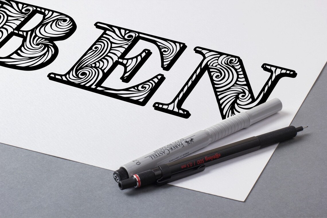 Ben Font, Digital Uppercase Font, Doodle Typography, Alphabet Clipart ...