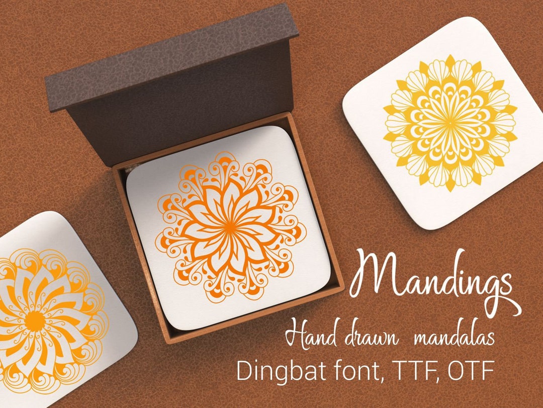 Digital Font, Hand Drawn Mandala Dingbats, Mandings Font, Hand Drawn ...