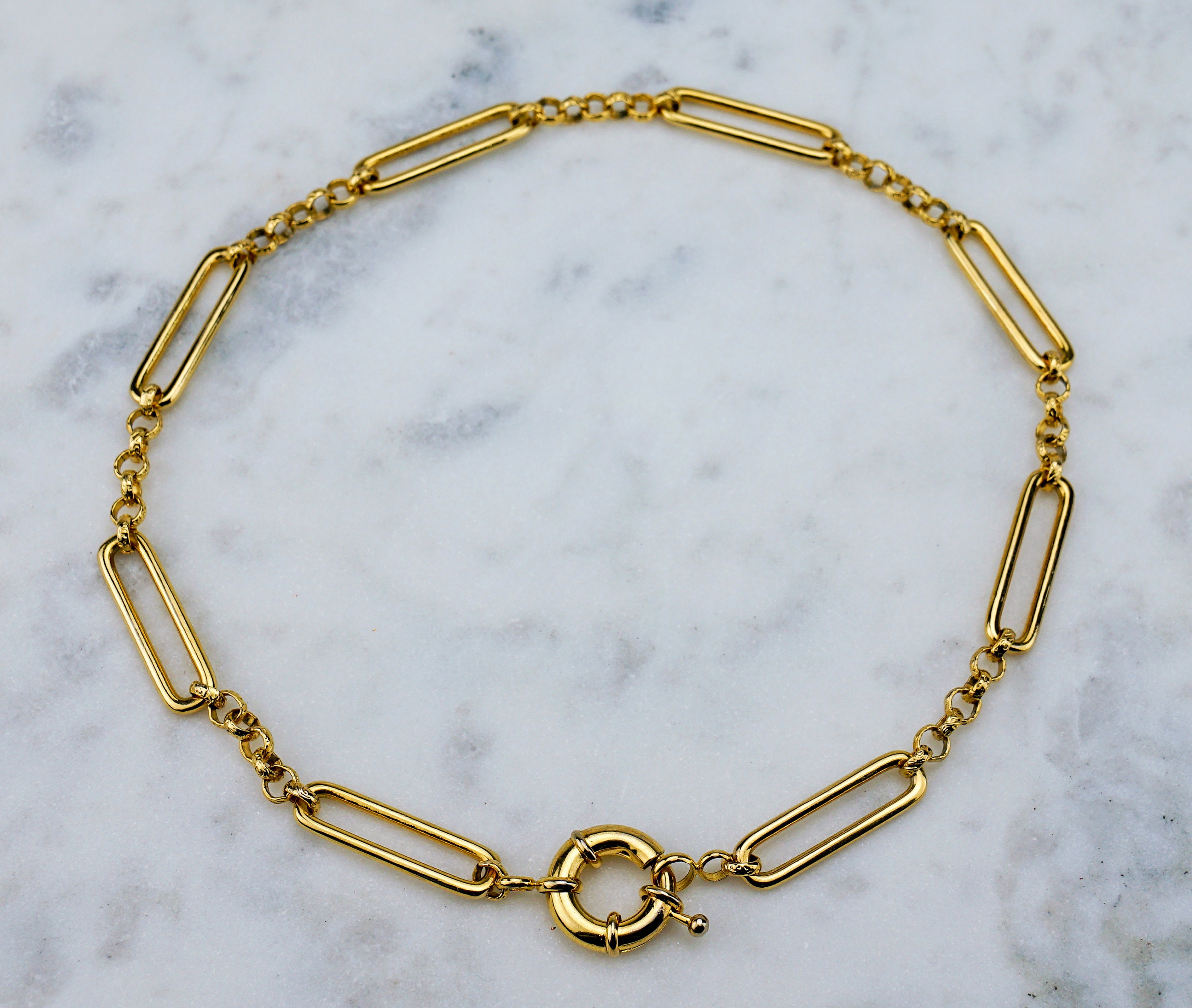 Shiny Shiny Gold Chain Statement Necklace With Large Sailor's Clasp ...
