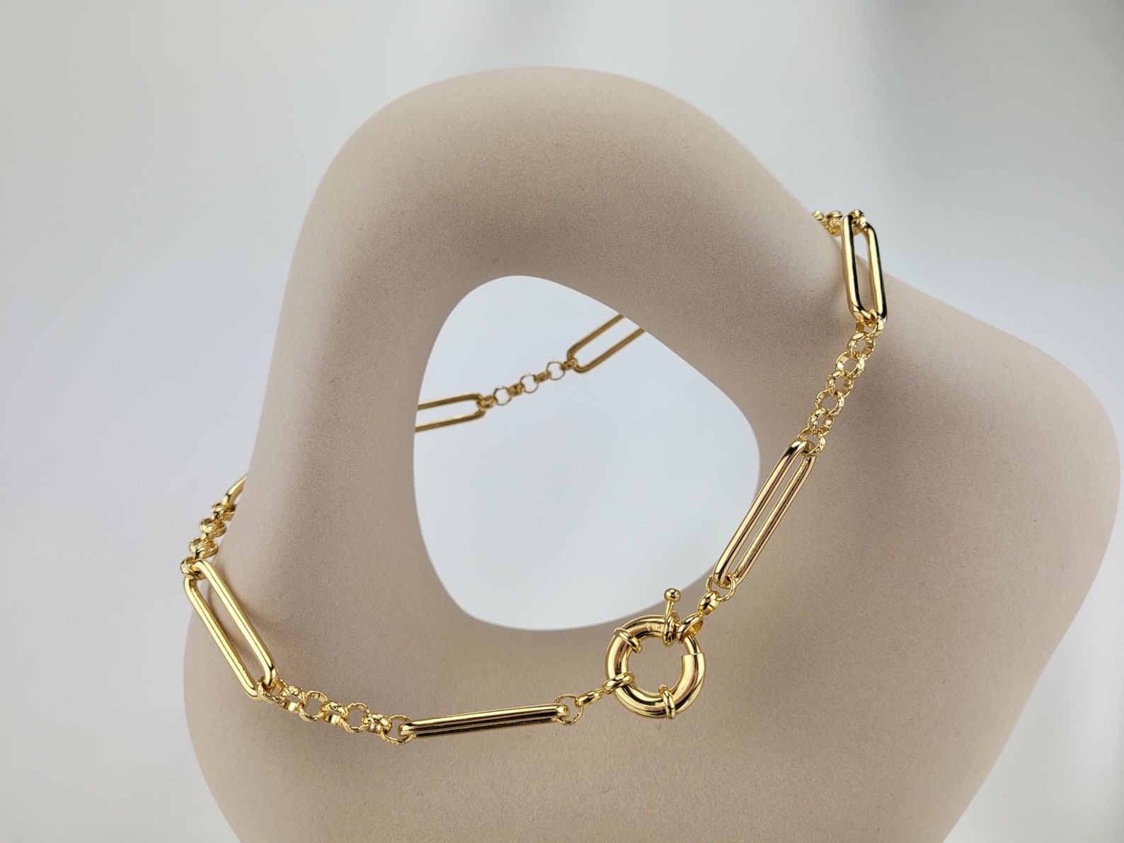 Shiny Shiny Gold Chain Statement Necklace With Large Sailor's Clasp ...